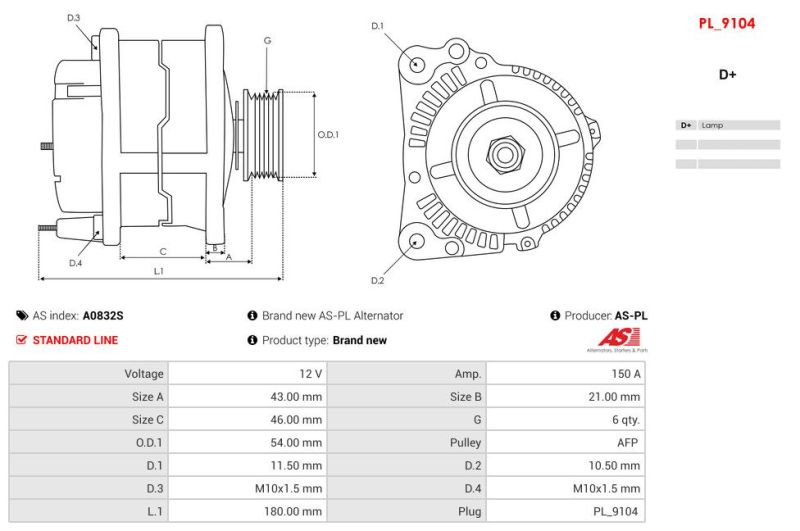 A0832S - Alternator - Bosch
